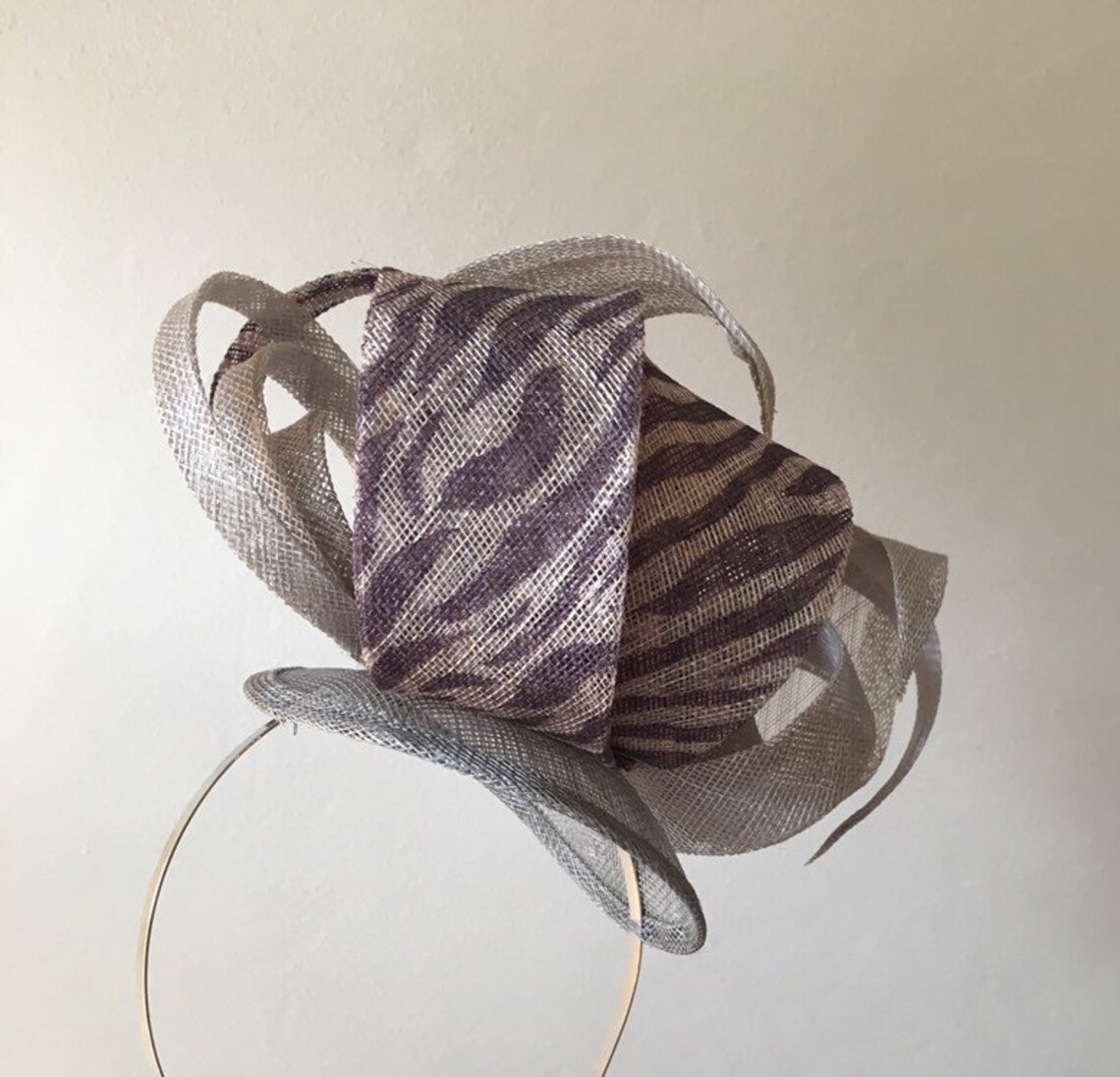 Pale Grey and Zebra Print Fascinator (available in Different Colours ...