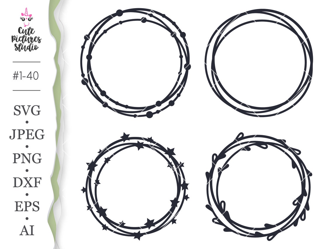 Frame bundle Cricut SVG cut file Round frame svg Scribble | Etsy