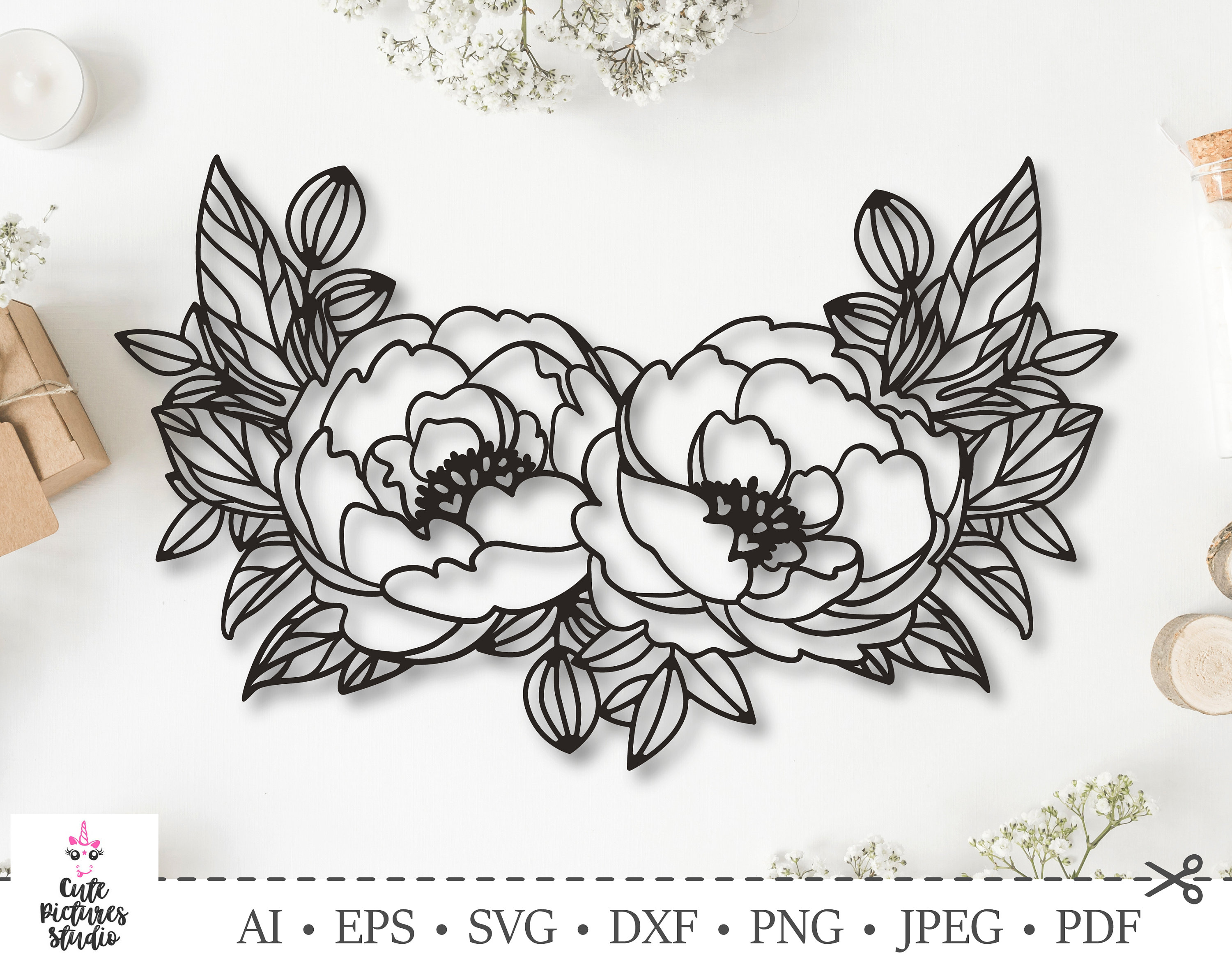 flowers wedding cricut bouquet vector Peonies transfer clipart svg png ...
