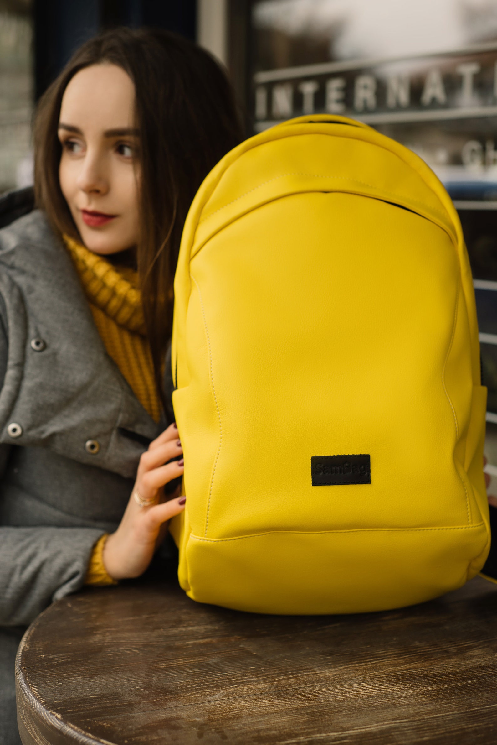 Yellow Backpack, Woman's Backpack, Eco Leather Backpack, Backpack for ...