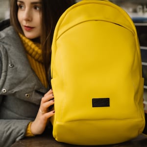 Yellow Backpack, Woman's Backpack, Eco Leather Backpack, Backpack for ...