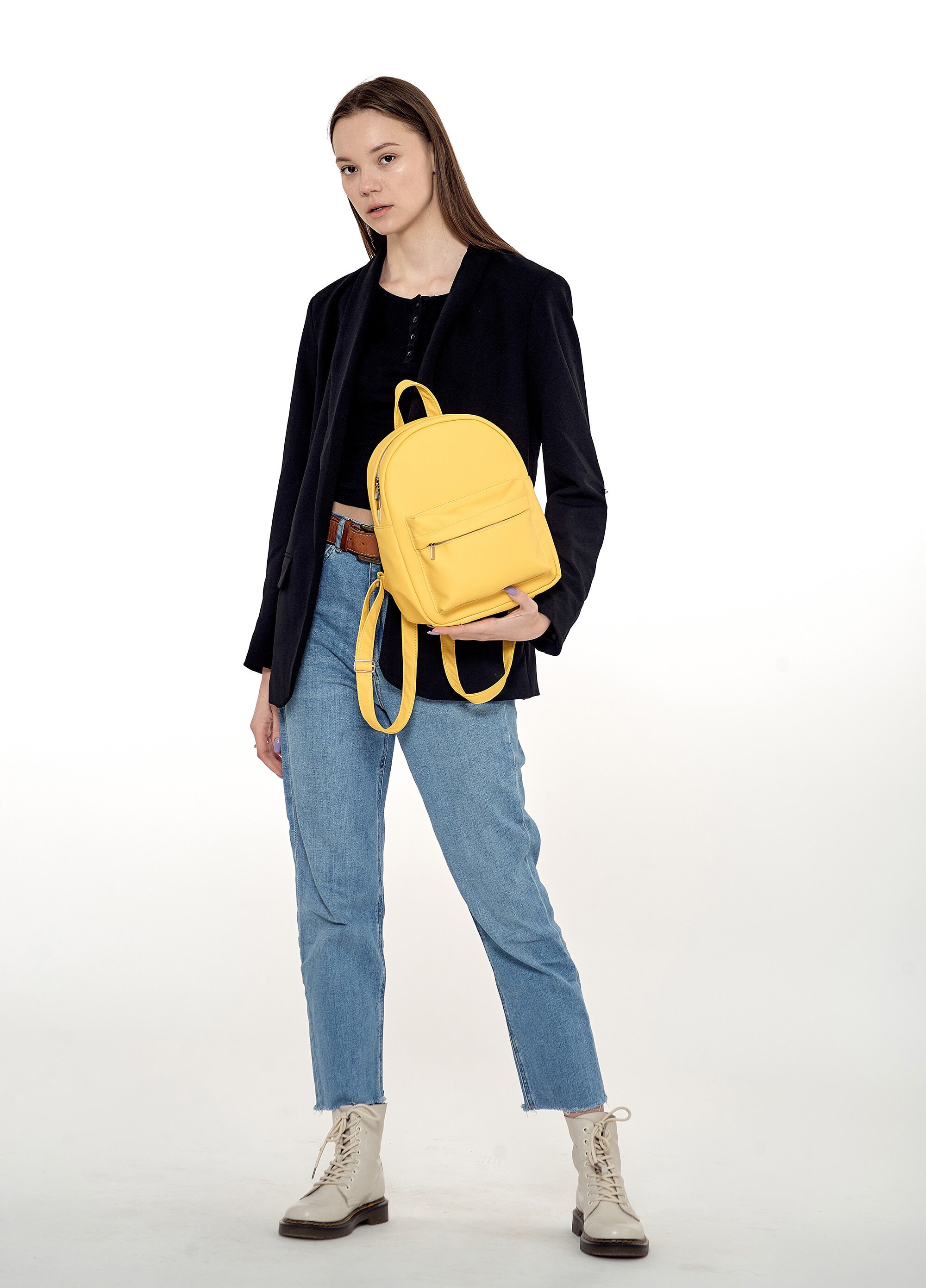 Eco Leather Backpack Women Women Backpack Yellow Backpack | Etsy