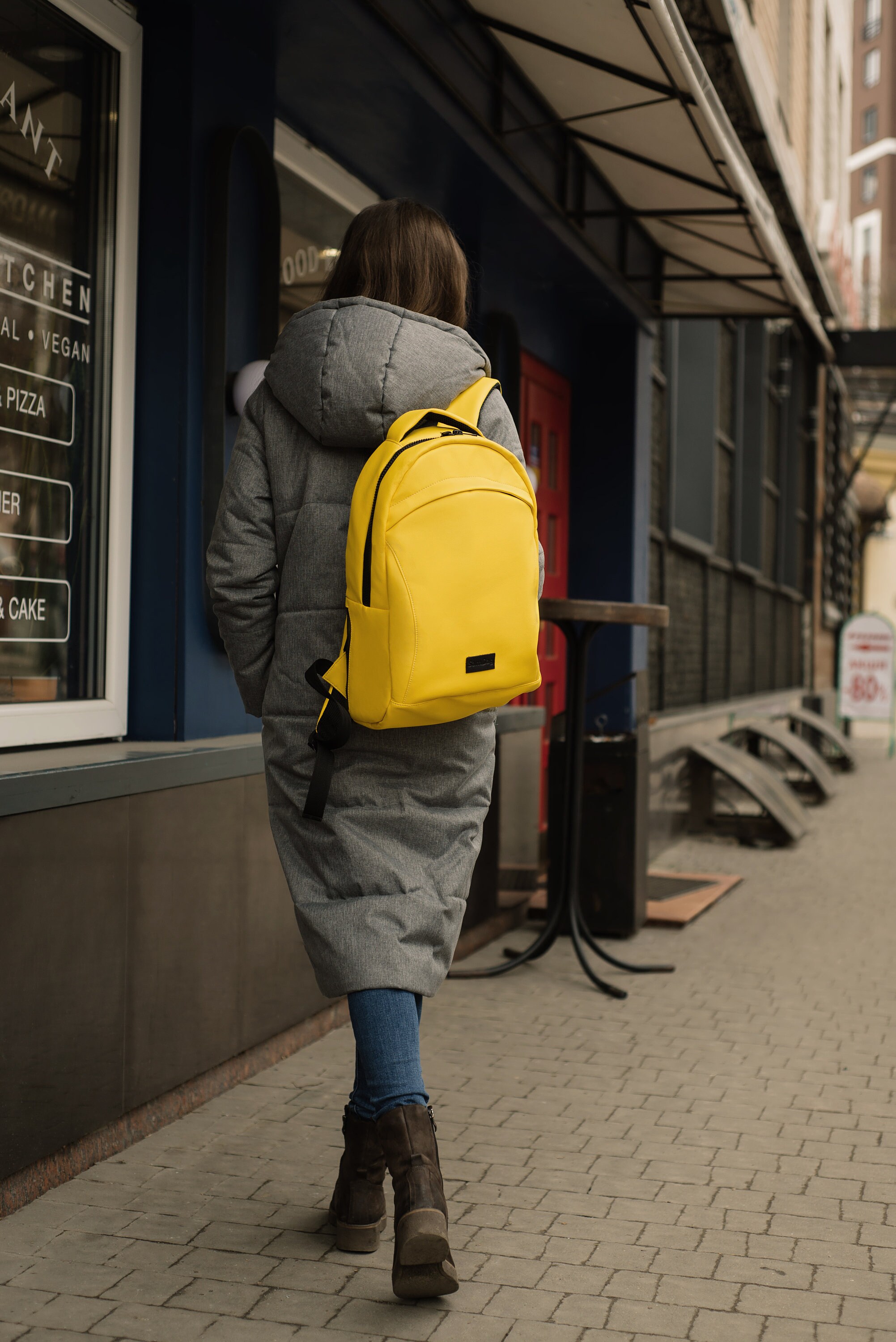 Yellow Backpack, Woman's Backpack, Eco Leather Backpack, Backpack for ...