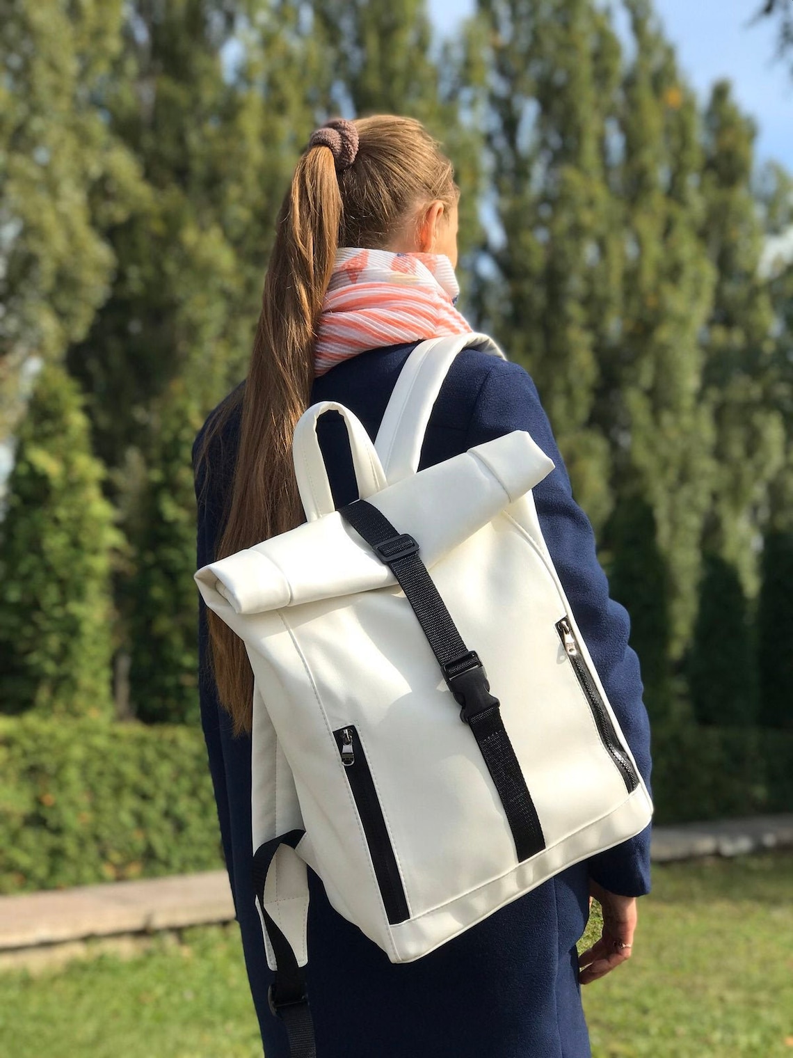 Roll Top Backpack Woman Roll Top Backpack for Traveling - Etsy