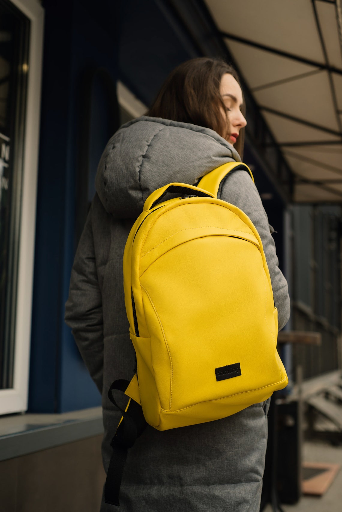 Yellow Backpack Woman's Backpack Eco Leather Backpack | Etsy