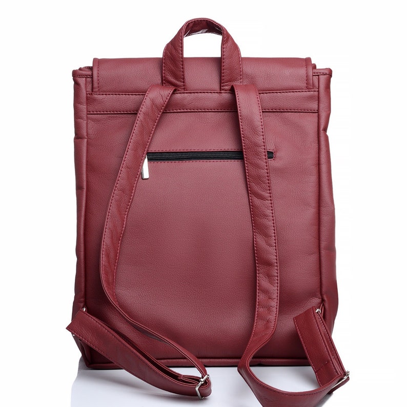 Burgundy Eco-leather Backpack Women Backpack Laptop - Etsy