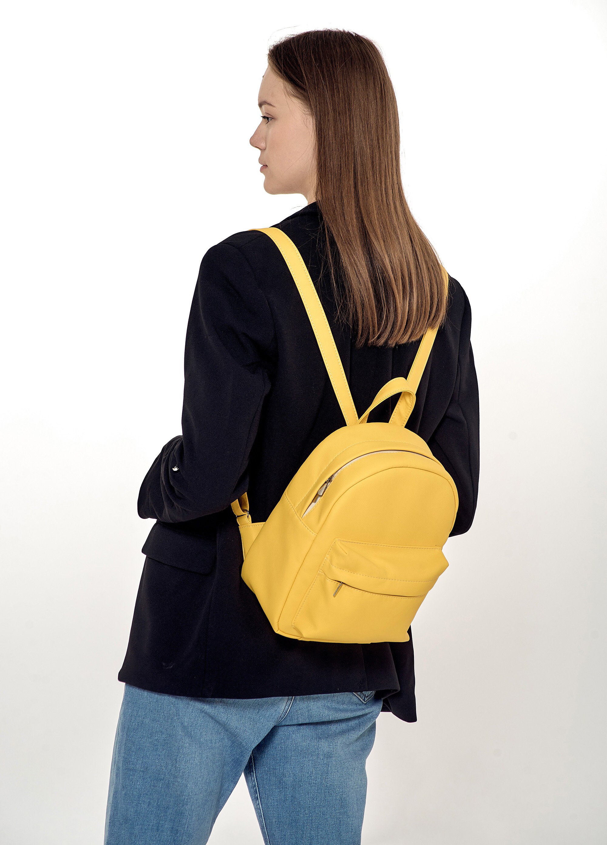 Eco Leather Backpack Women, Women Backpack, Yellow Backpack, Yellow ...