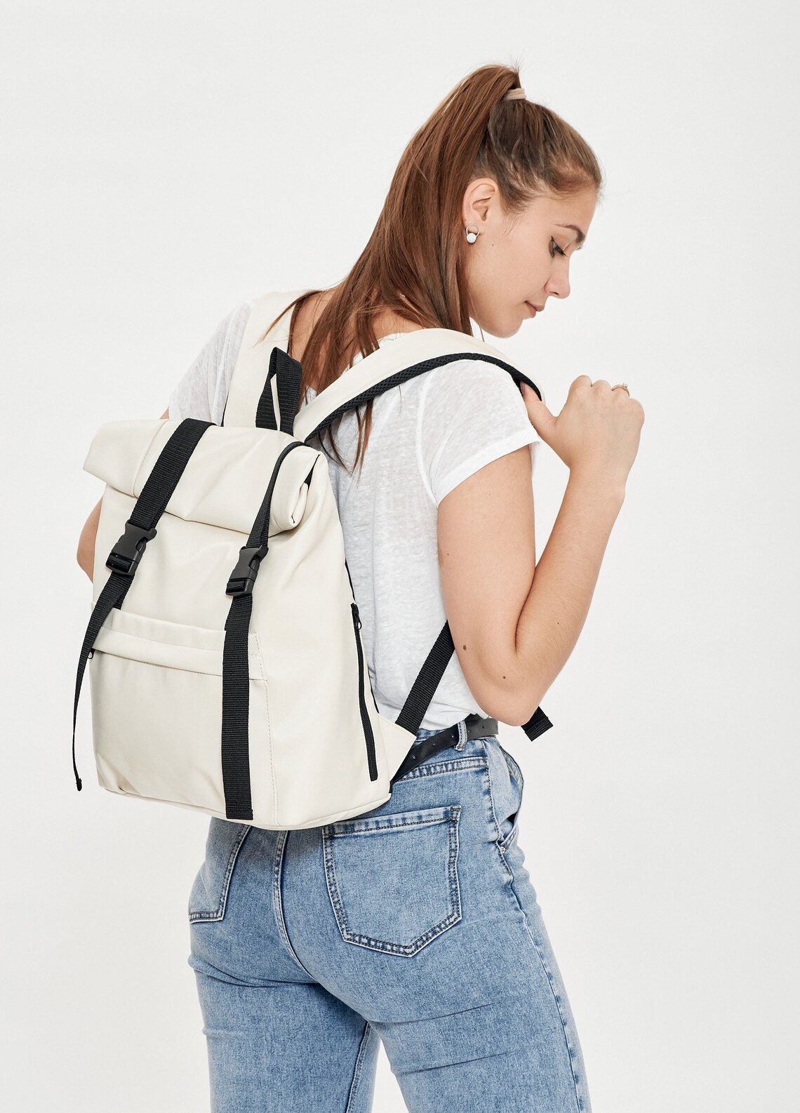 RollTop Rucksack Damen Roll Top Eco Leder Roll Top Rolltop - Etsy.de