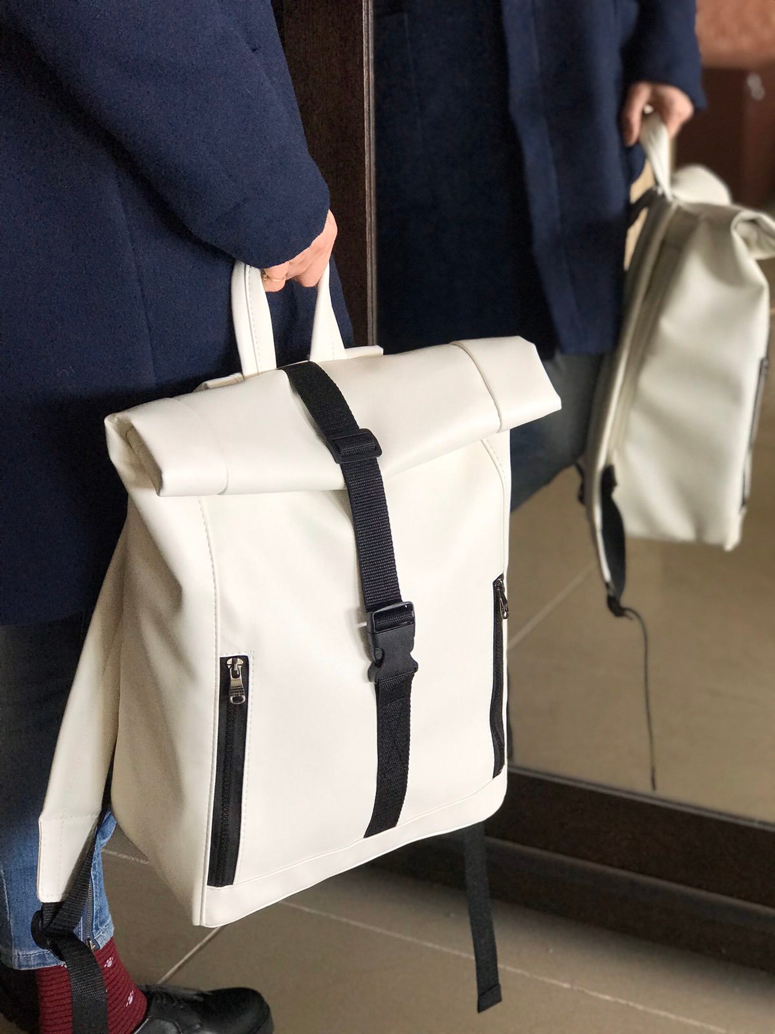 Roll Top Backpack, Woman Roll Top, Backpack for Traveling, Rolltop ...