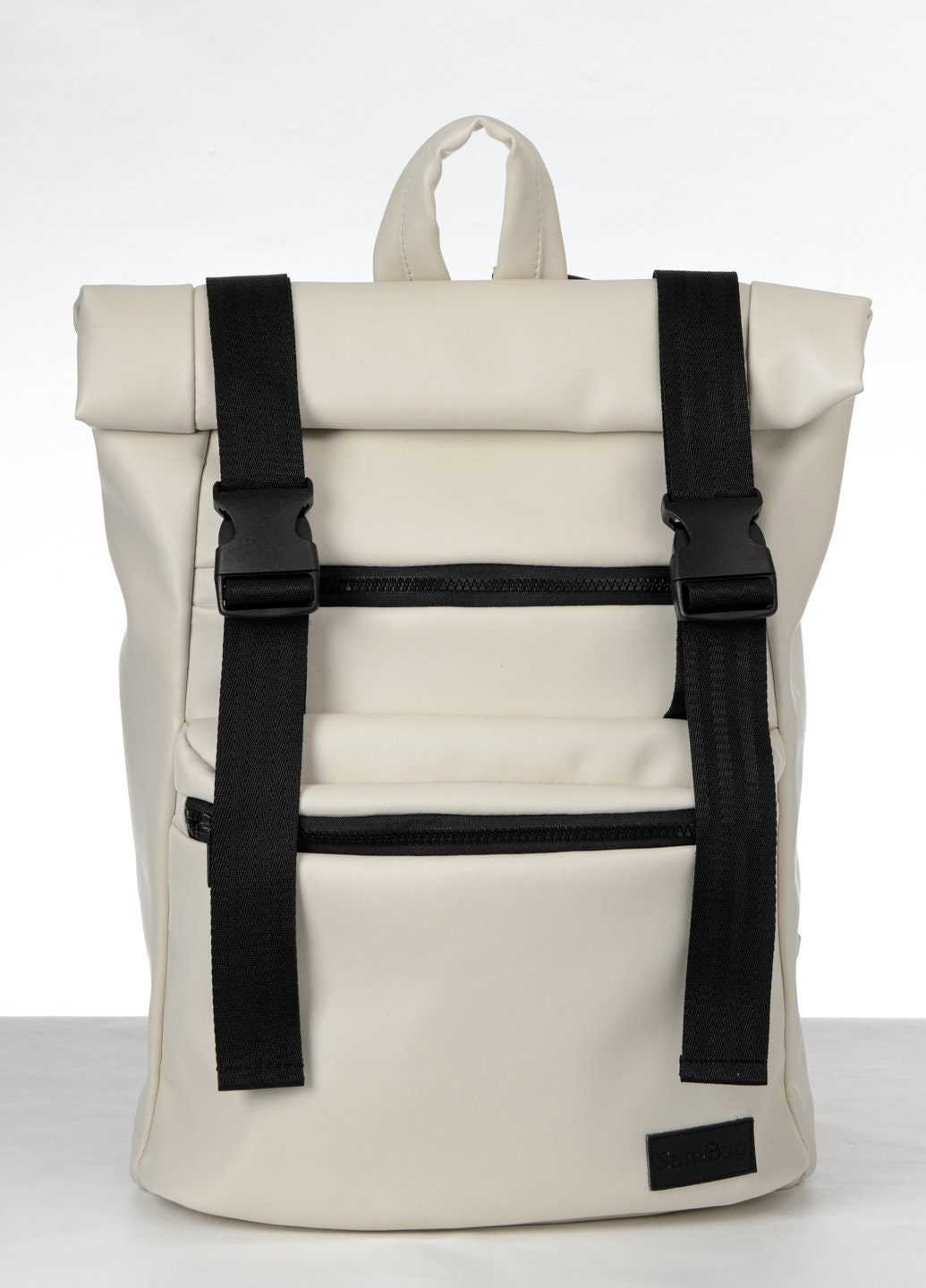 Green Roll Top Backpack Man Roll Top Eco Leather Roll Top - Etsy