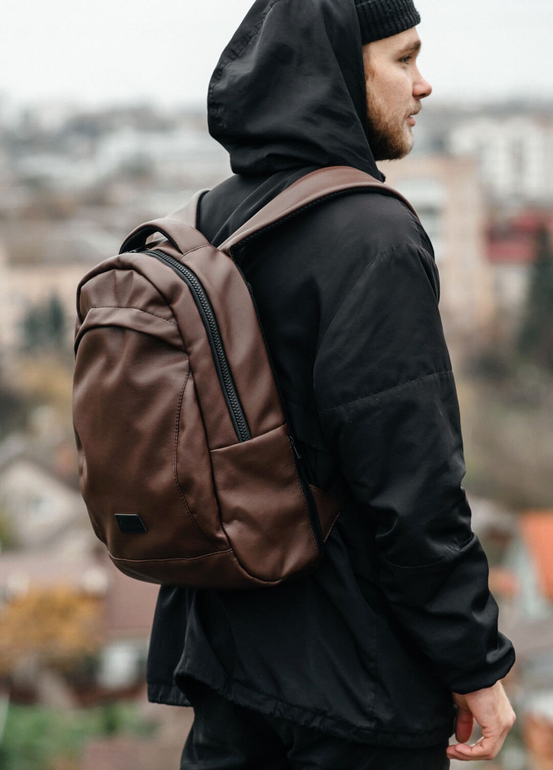 Stylish Weekender Bag, Vegan Laptop Backpack, Big Shoulder Bag for City ...