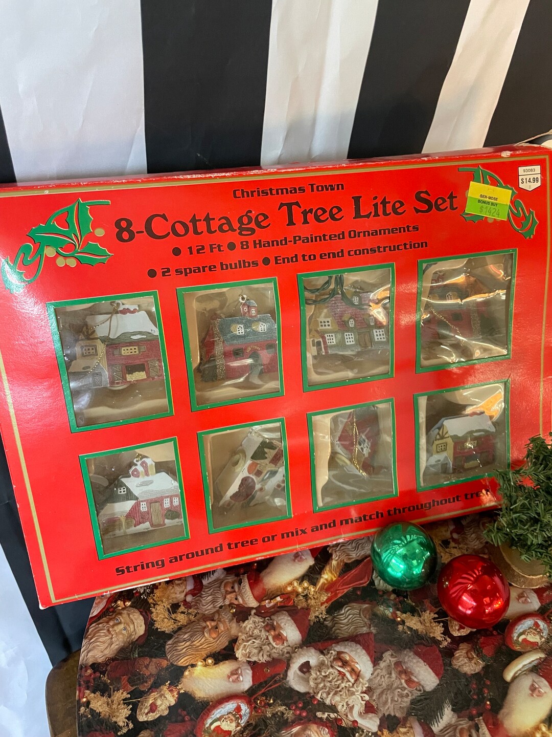 Vintage Christmas Town 8 Cottage Tree Lite Lights Set in Box - Etsy