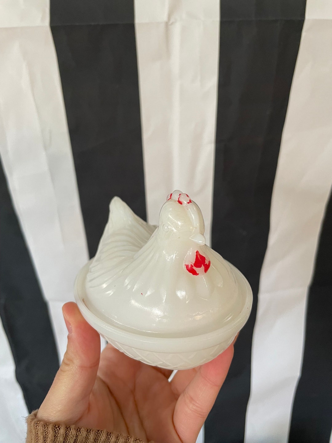 Vintage Miniature Milk Glass Hen on Nest Candy Dish - Etsy