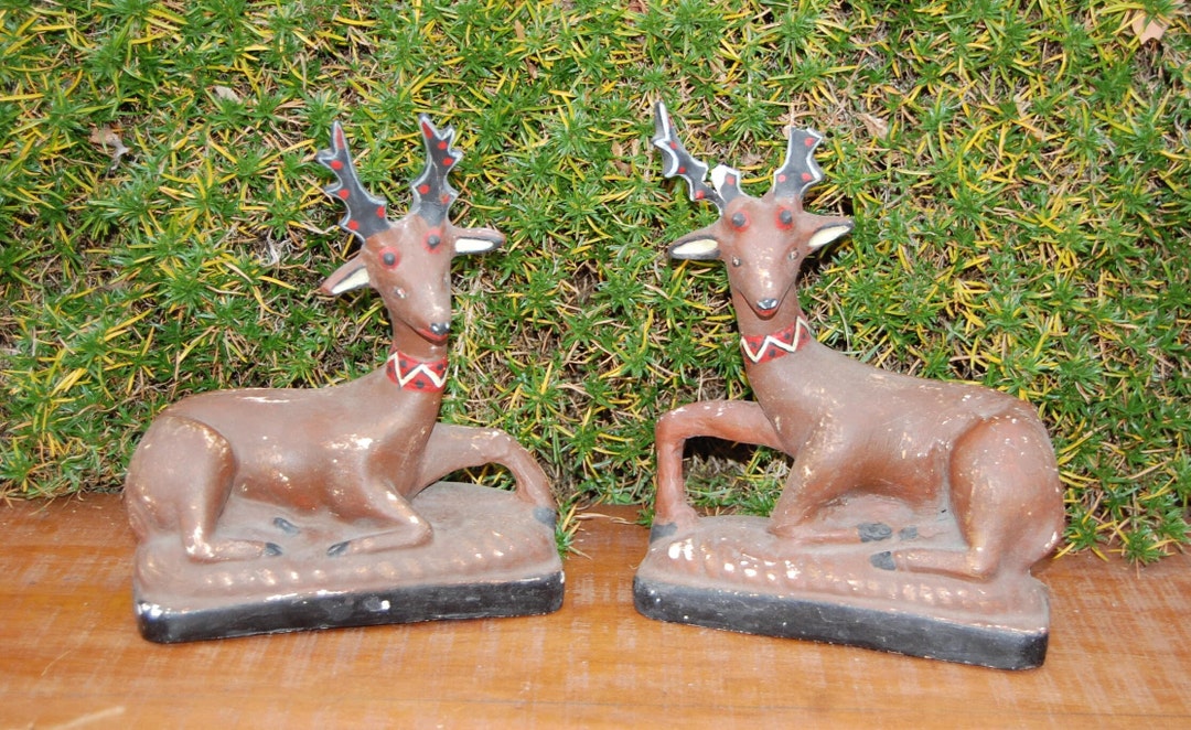 Pair of Vintage Late 1800s, Early 1900s Chalkware Deer - Etsy