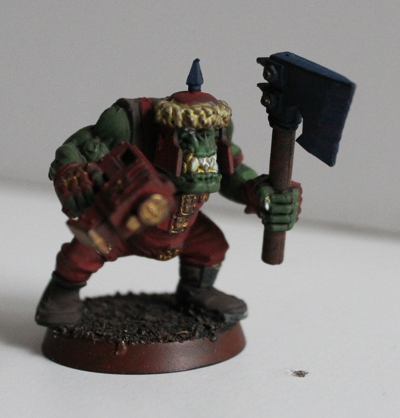 Miniature of an Ork With Spiked Helmet for Warhammer 40000 - Etsy