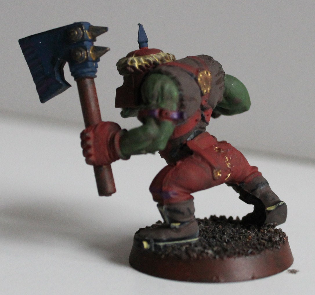 Miniature of an Ork With Spiked Helmet for Warhammer 40000 - Etsy