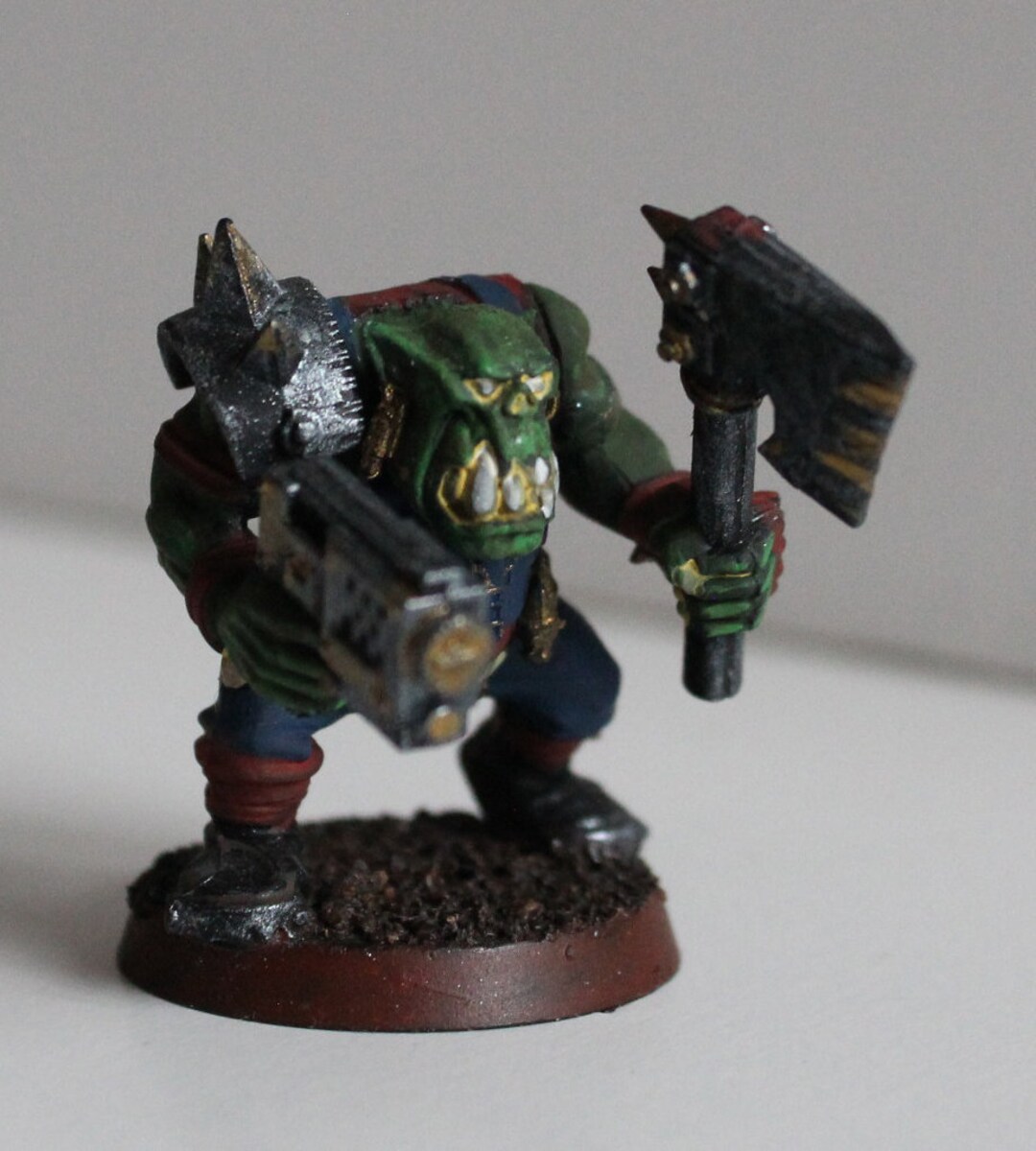 Miniature of an Ork With Axe and Bolter for Warhammer 40000 - Etsy