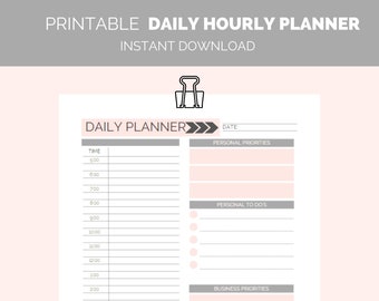 Undated Daily Hourly Planner Printable to Do List for - Etsy