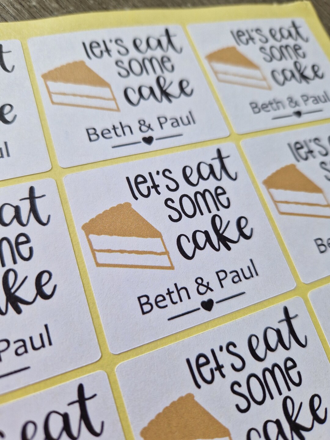 Personalised Wedding Favour / Cake Box Stickers / Labels X 15, Custom ...