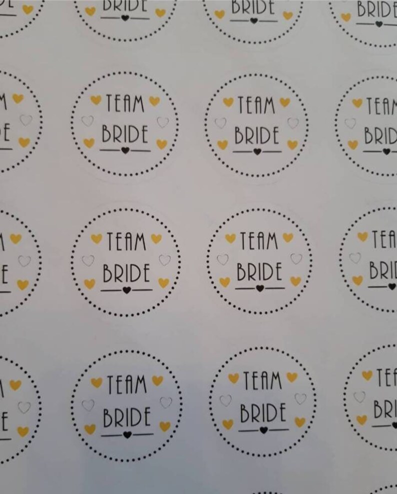 Team Bride Personalised Stickers / Labels X 20 Custom Labels | Etsy
