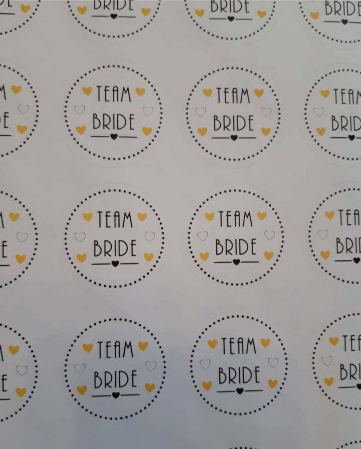 Team Bride Personalised Stickers / Labels X 20 Custom Labels | Etsy