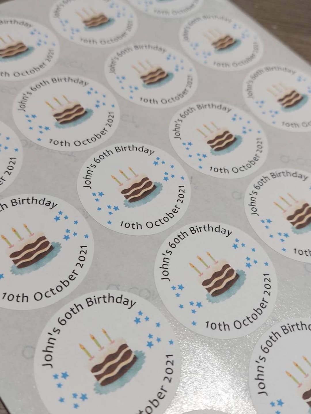 Personalised Birthday Cake Party Bag Stickers / Labels X 20, Custom ...