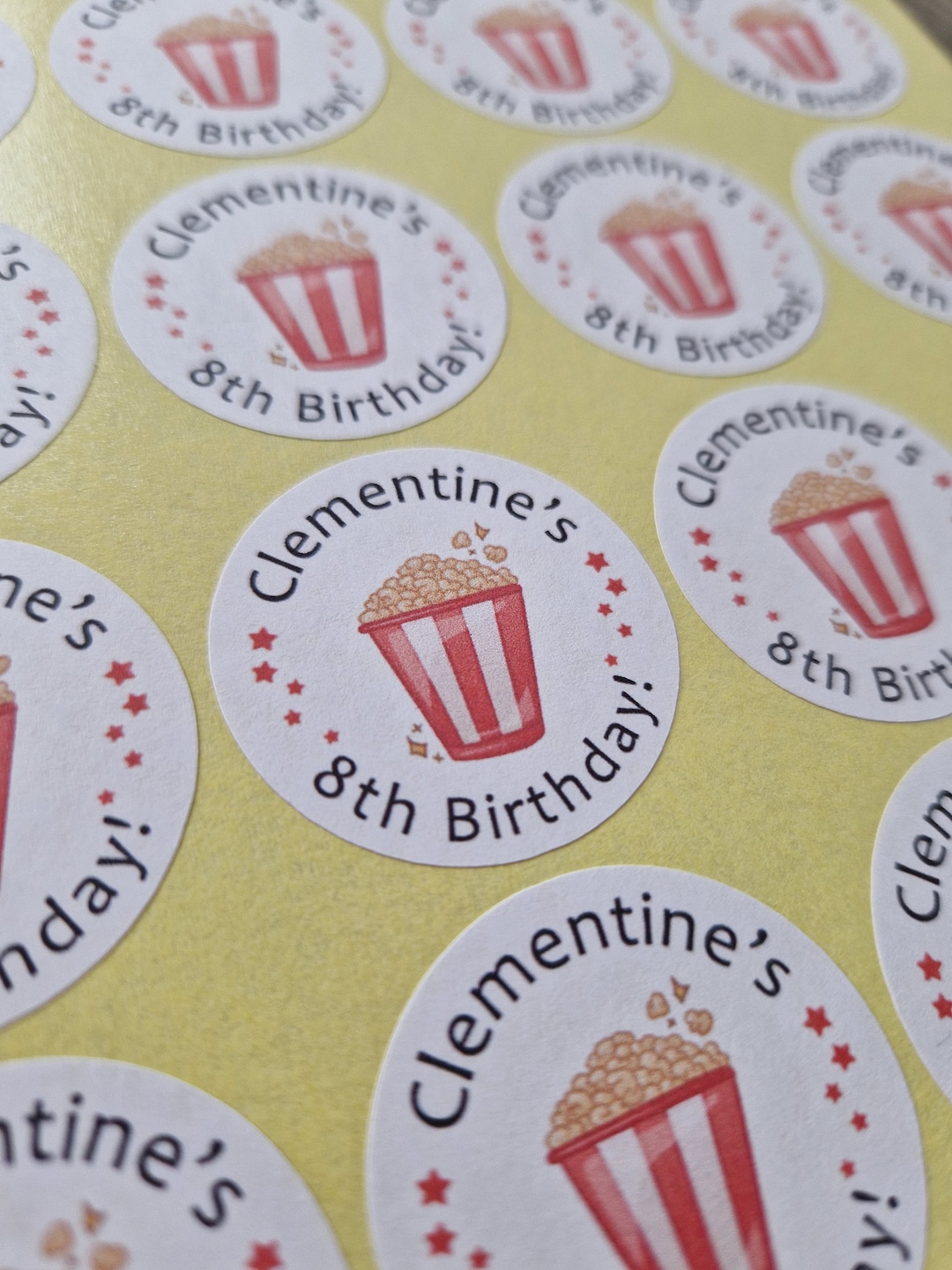 Birthday Popcorn / Cinema / Movie Night Personalised Labels - Etsy UK