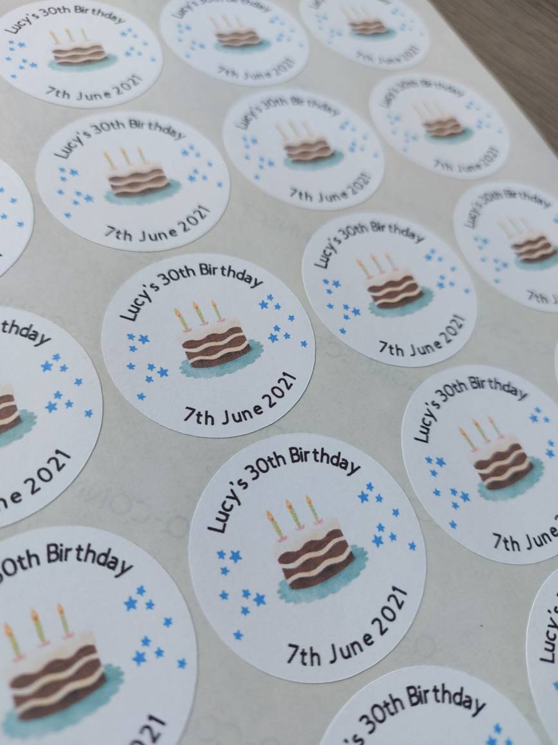 Personalised Birthday Cake Party Bag Stickers / Labels X 20 - Etsy