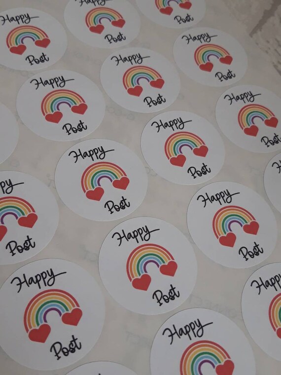Rainbow Happy Post Stickers 24 Stickers Per Sheet | Etsy