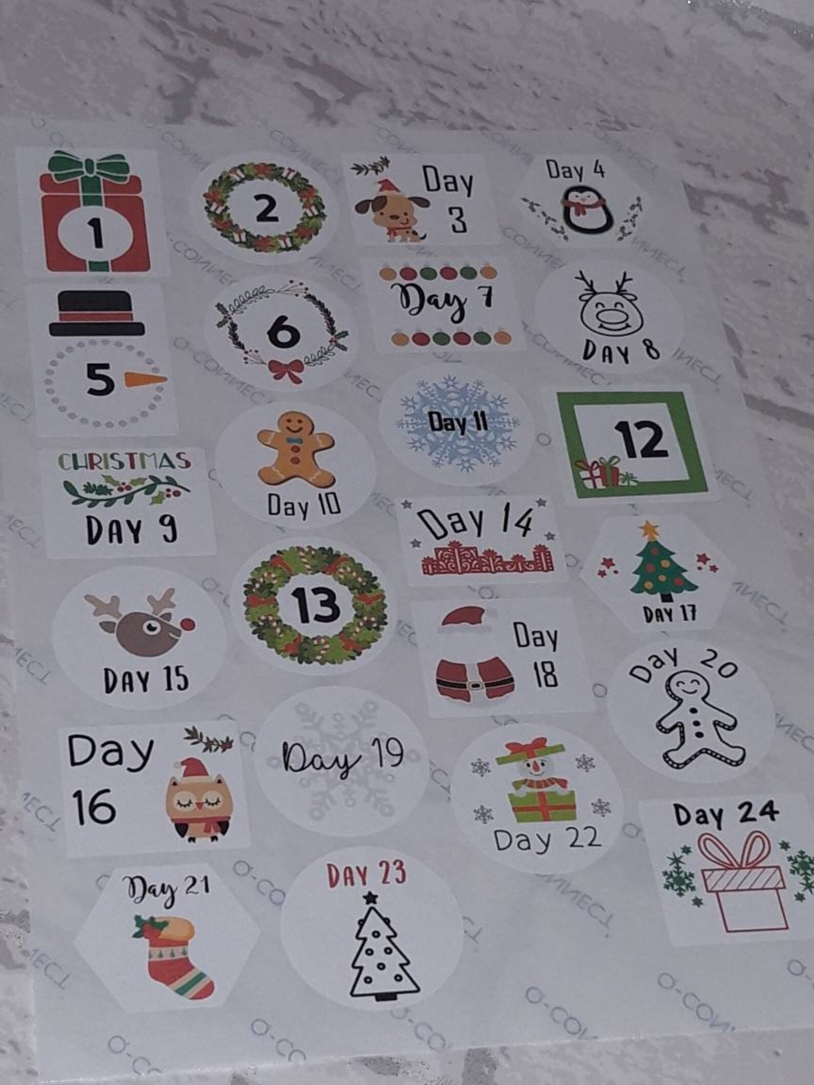 Christmas Advent Stickers / Labels X 24 / Christmas Countdown | Etsy