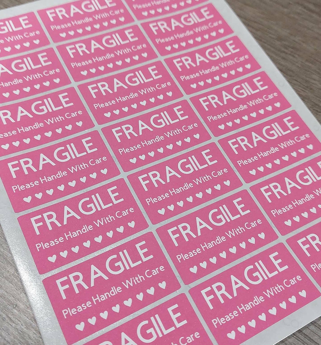 Pink Fragile Please Handle With Care Stickers / Labels / Business ...