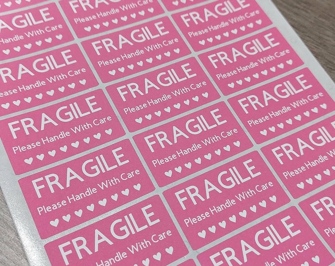 Pink Fragile Please Handle With Care Stickers / Labels / Business ...