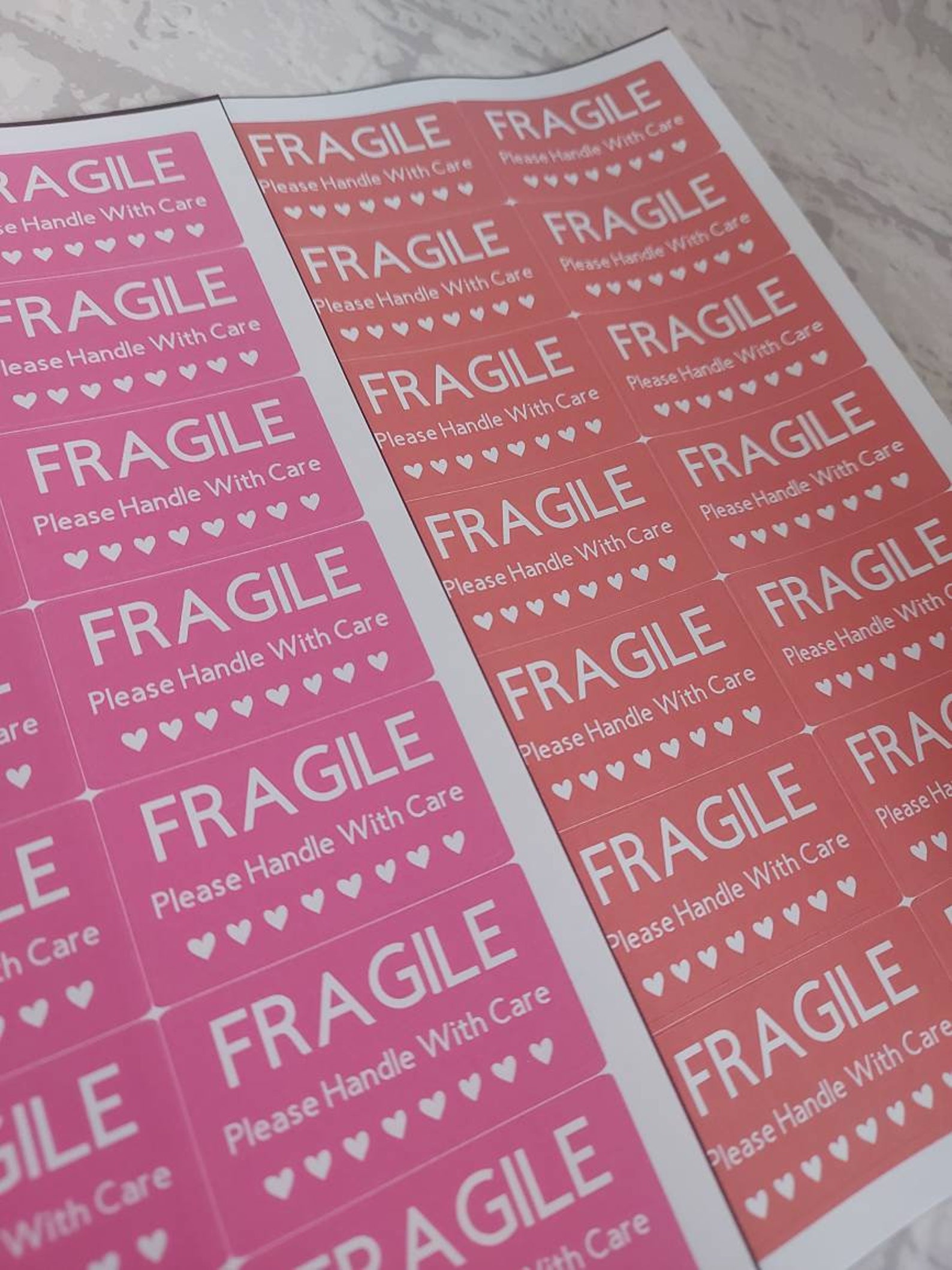 Pink Fragile Please Handle With Care Stickers / Labels / | Etsy UK