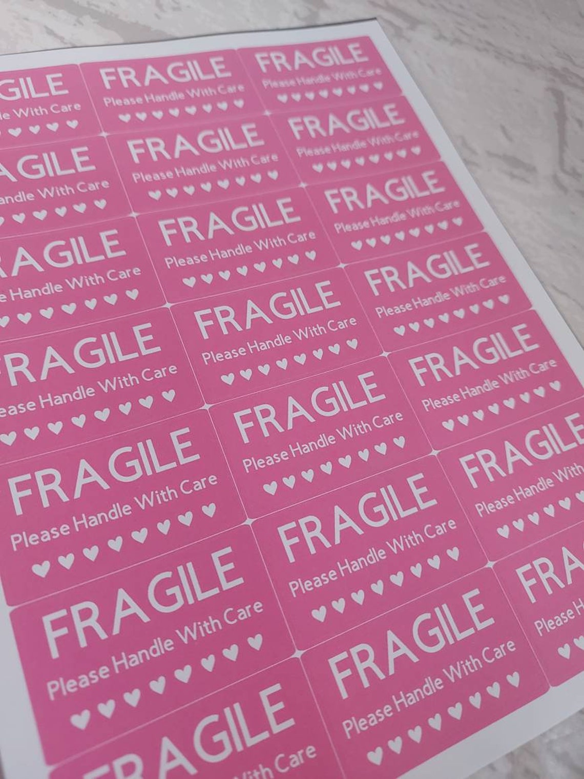 Pink Fragile Please Handle With Care Stickers / Labels / | Etsy UK