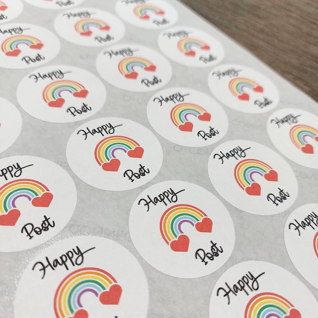 Rainbow Happy Post Stickers - 24 Stickers per Sheet - Etsy