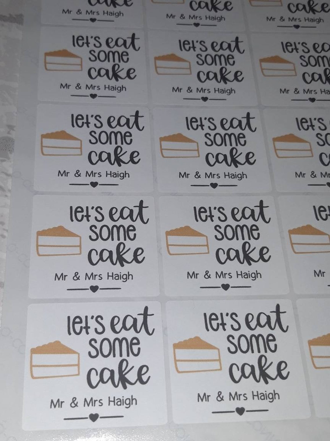 Personalised Wedding Favour / Cake Box Stickers / Labels X 15 - Etsy