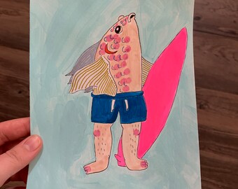 PA Dutch Fraktur Mermaid Painting - Etsy