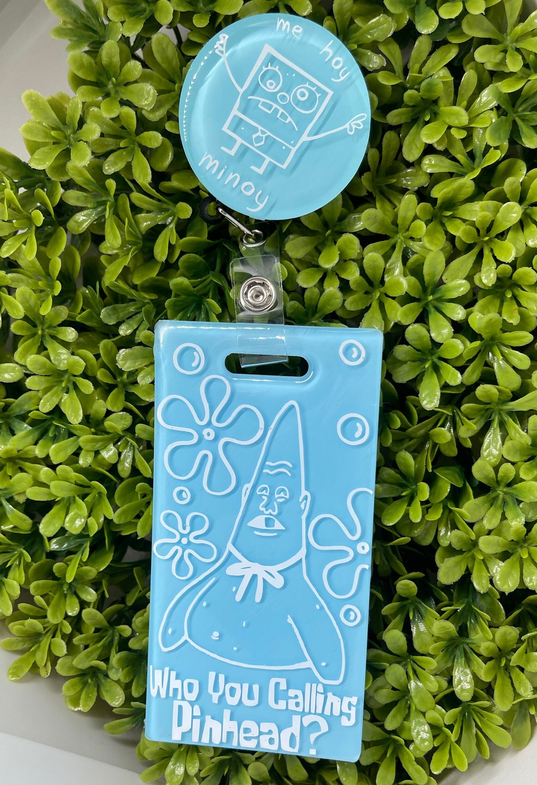 CUSTOM Doodlebob & Pinhead Badge Reel and Buddy Set - Etsy