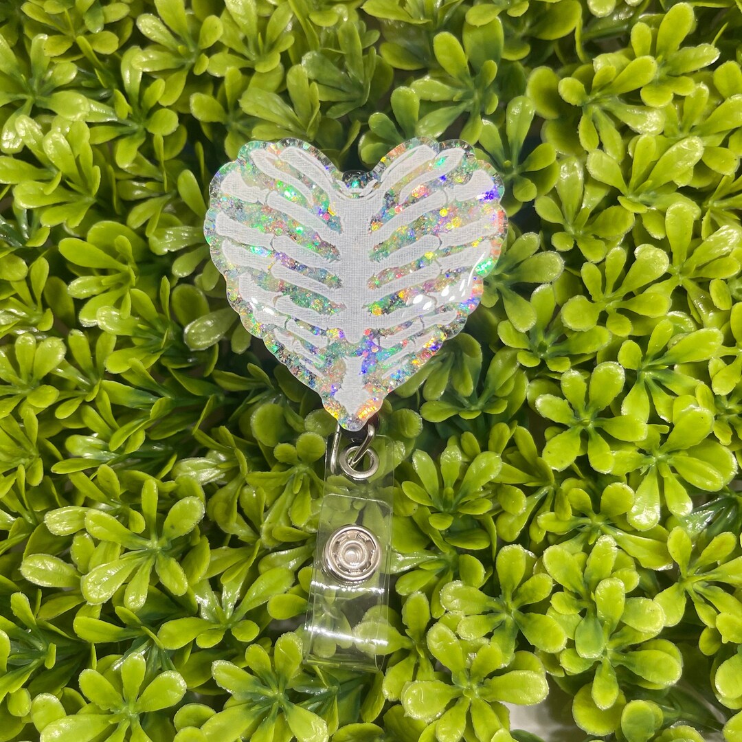 CUSTOM Heart Ribcage Badge Reel - Etsy