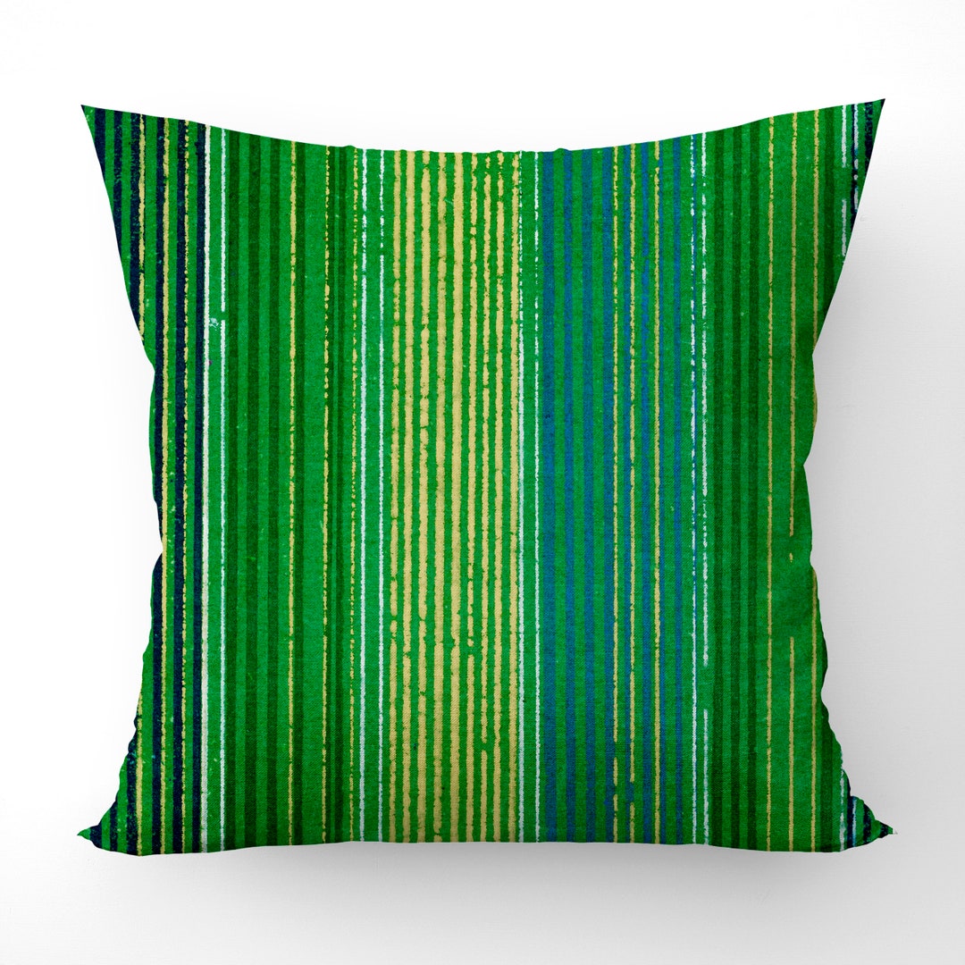 Stripe Pattern Lime Green Cushion, Designer Luxury Cushion, Graphic ...