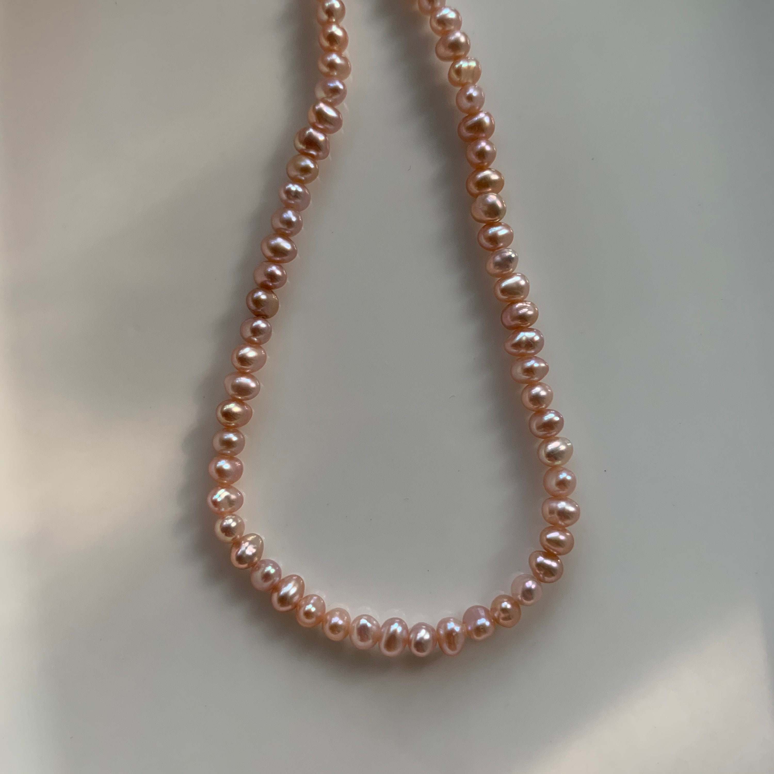 Petite pink freshwater pearl necklace 3-3.5mm tiny pearl | Etsy