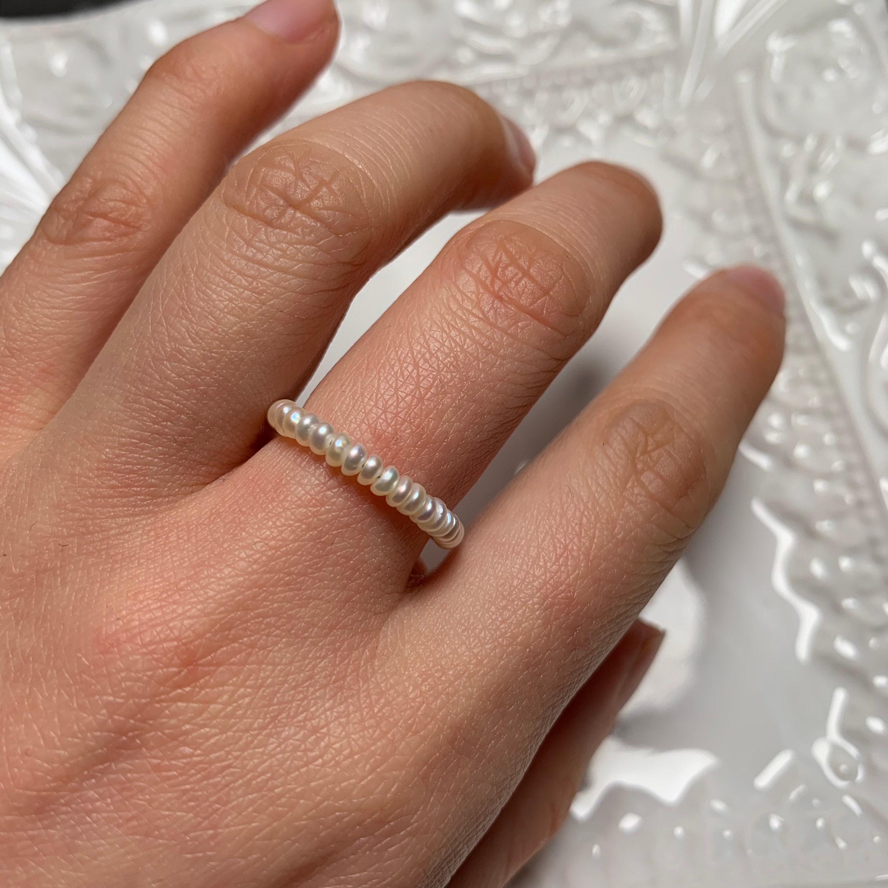 Freshwater pearl ring seed pearl ring minimalist ring mini | Etsy