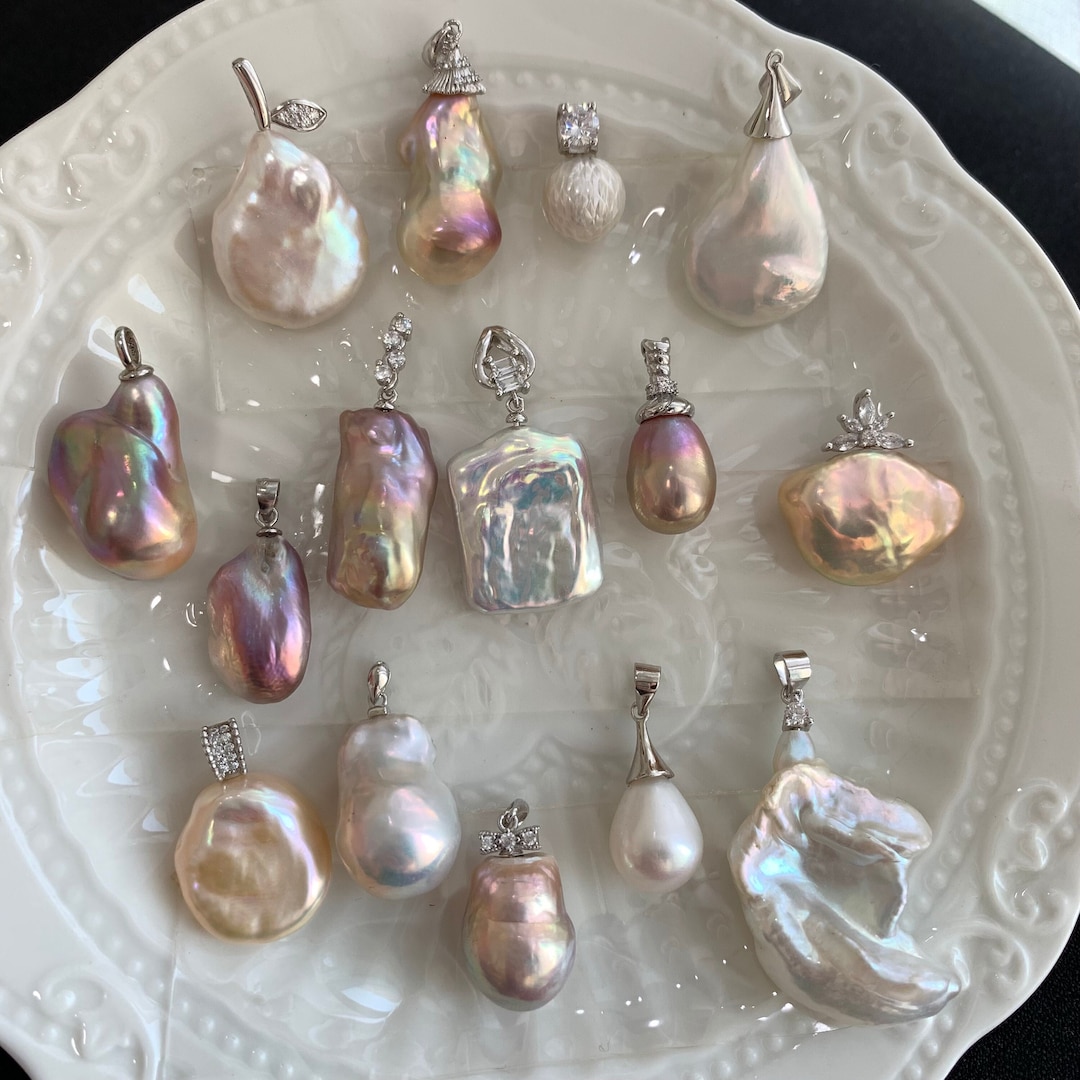 Baroque Pearl Pendant in Silver, Solitaire Pearl Necklace, Freshwater ...