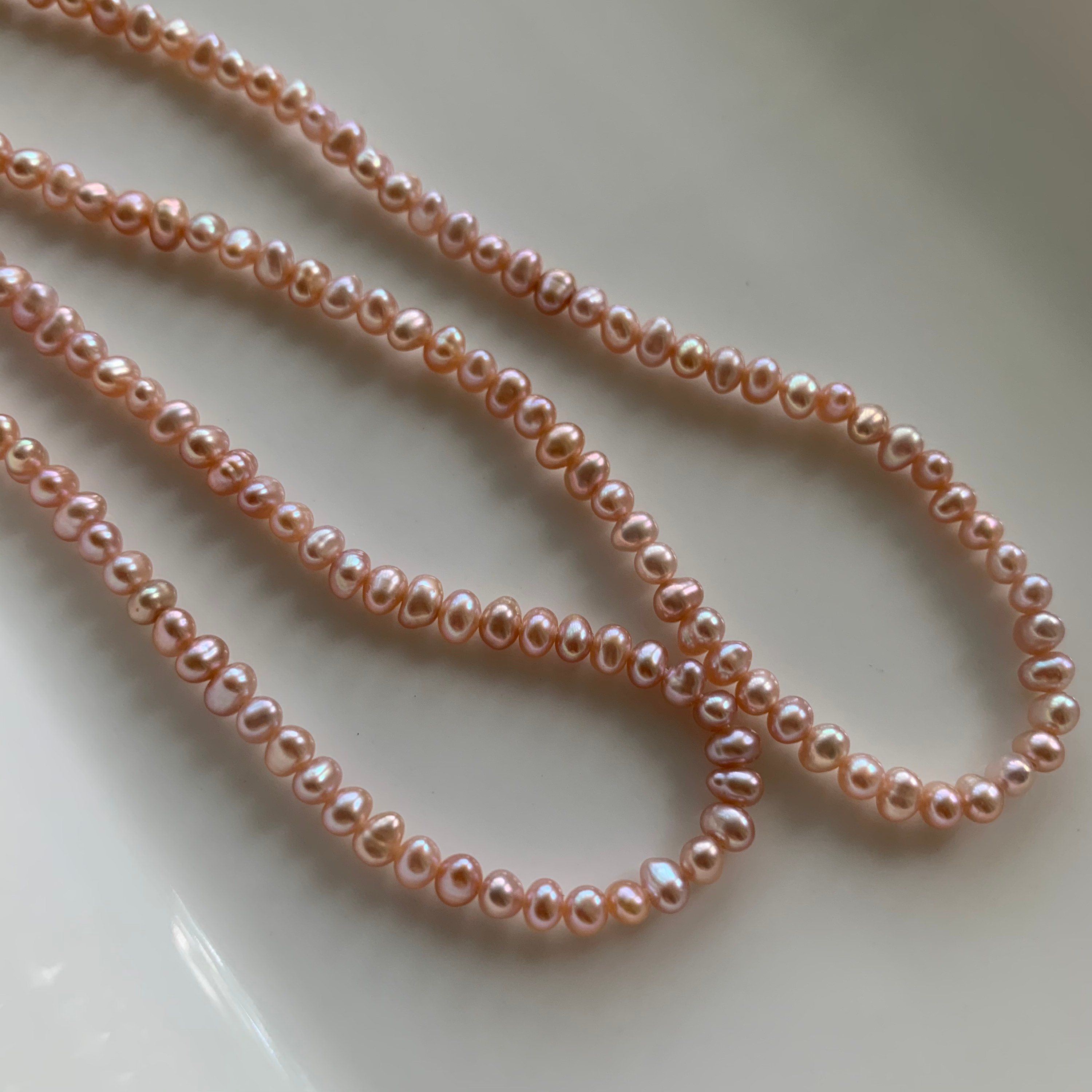 Petite pink freshwater pearl necklace 3-3.5mm tiny pearl | Etsy