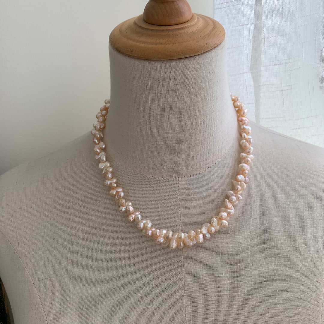 Twin Pearl Necklace, Cute Twin Pearl Necklace, Genuine Baroque Pearl ...