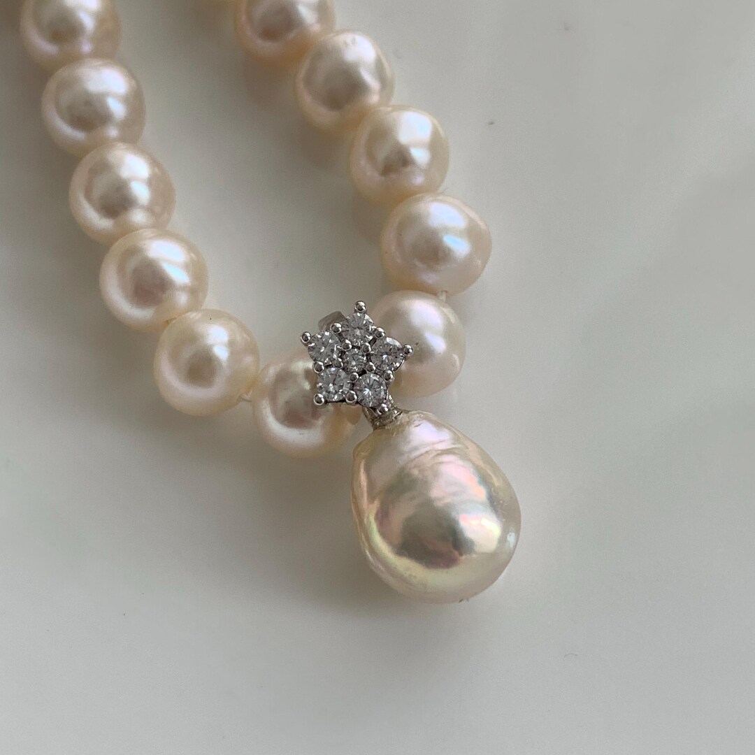 Genuine Pearl Necklace With Pearl Enhancer, Cream Freshwater Pearl ...