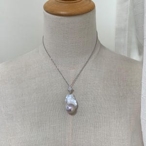 Baroque Pearl Pendant With CZ, Natural Baroque Pearl Pendant, Fire Ball ...