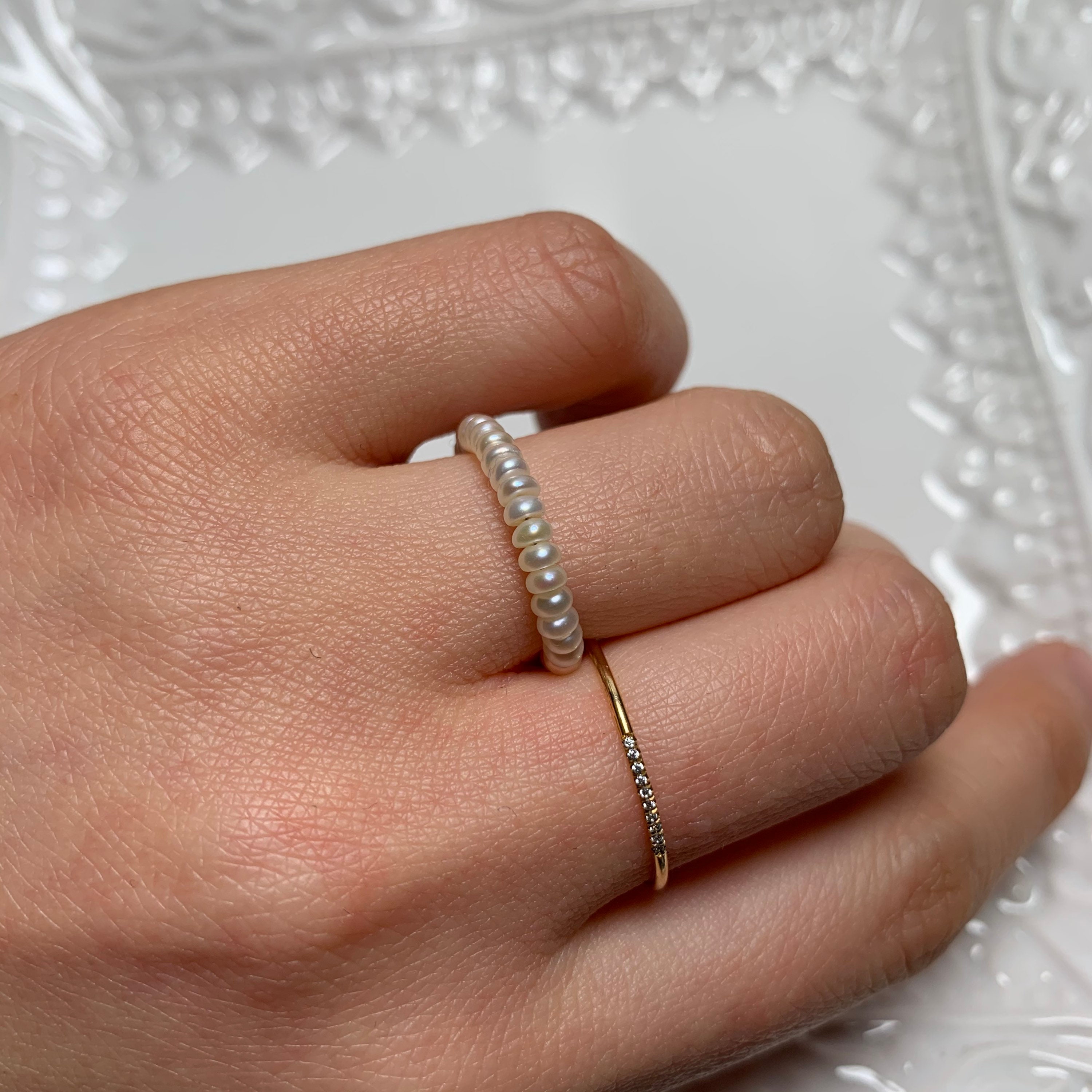 Freshwater pearl ring seed pearl ring minimalist ring mini | Etsy