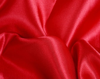 Red satin fabric | Etsy