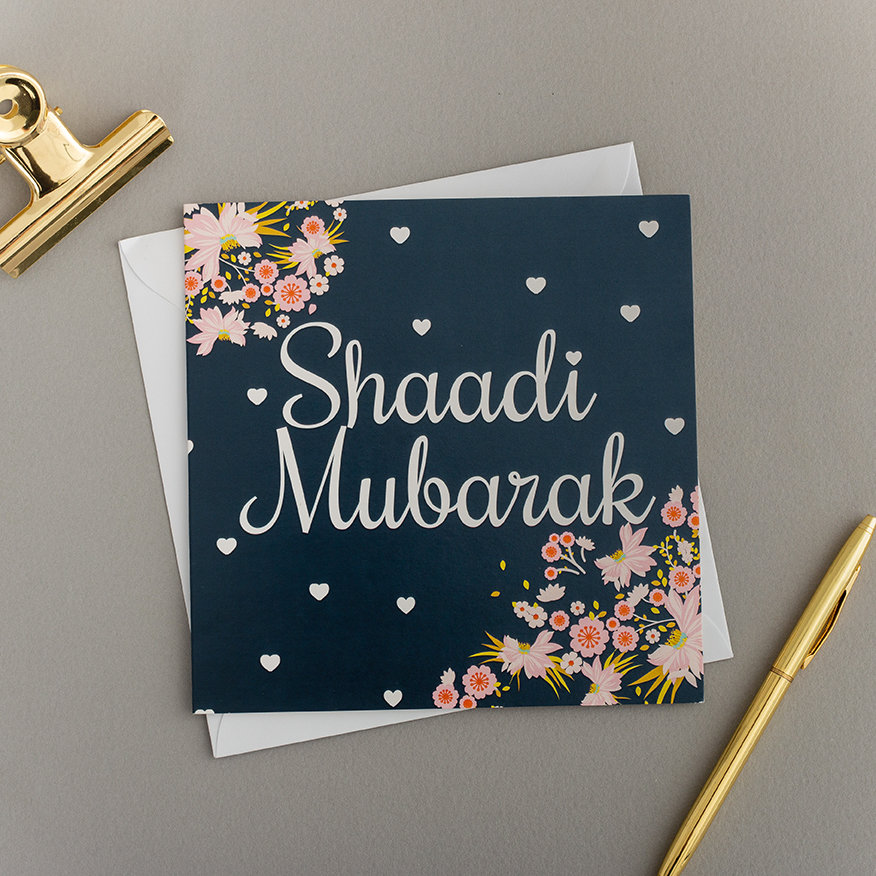 Shaadi Mubarak Card Hearts & Flowers - Etsy UK